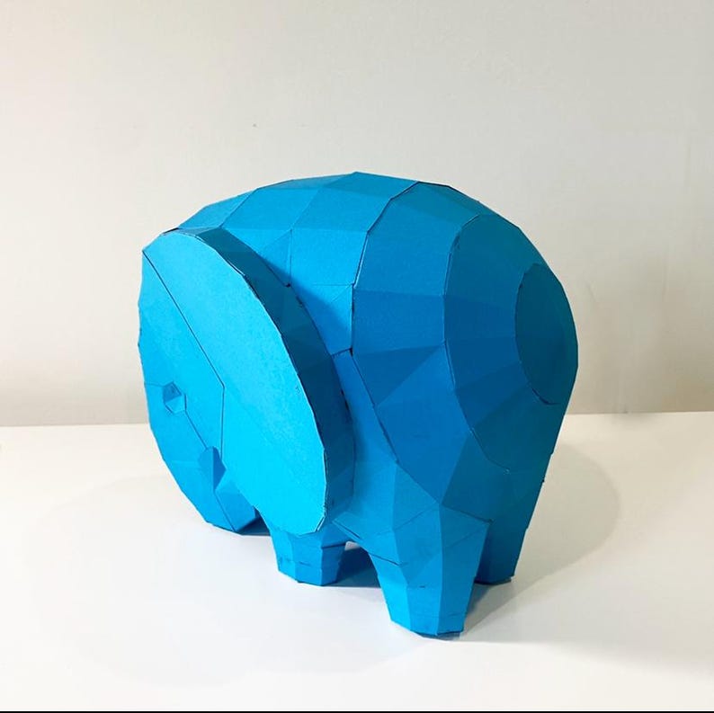 Papercraft Elephant, Low Poly Animals,3d DIY Template, Cute Elephant ...