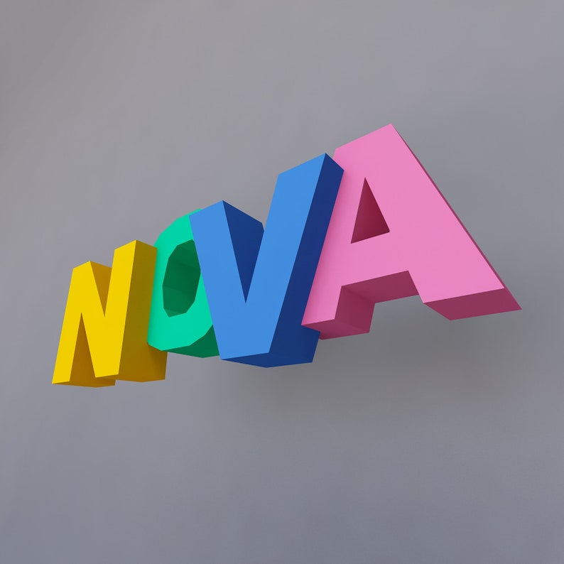 Low Poly Paper Craft, 3D Word Nova, Paper Craft Letters, 3d PDF ...