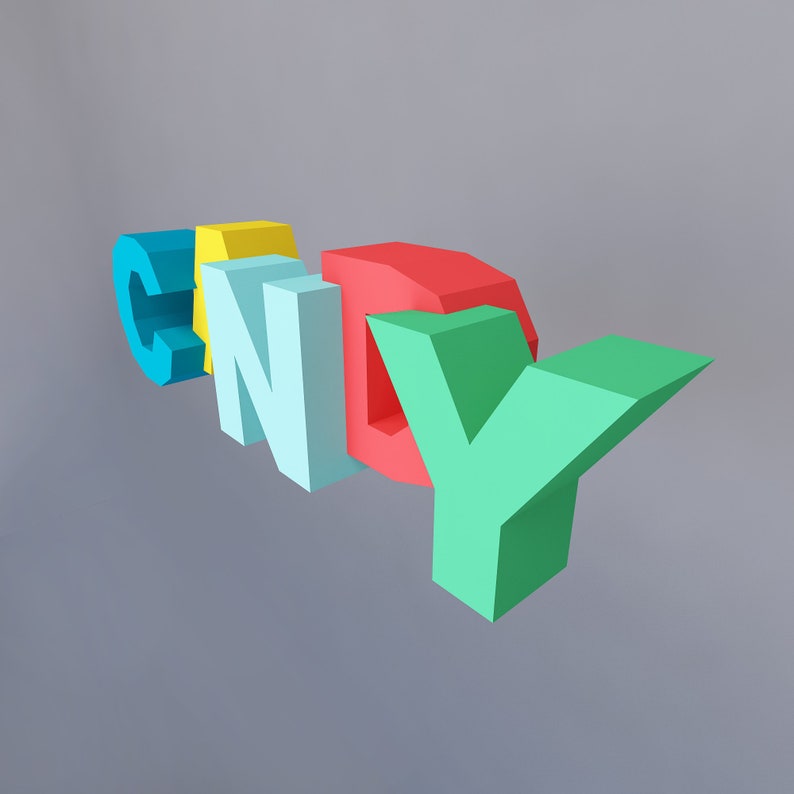 Low Poly Paper Craft, Word Candy 3D, Paper Craft Letters, Low Poly ...