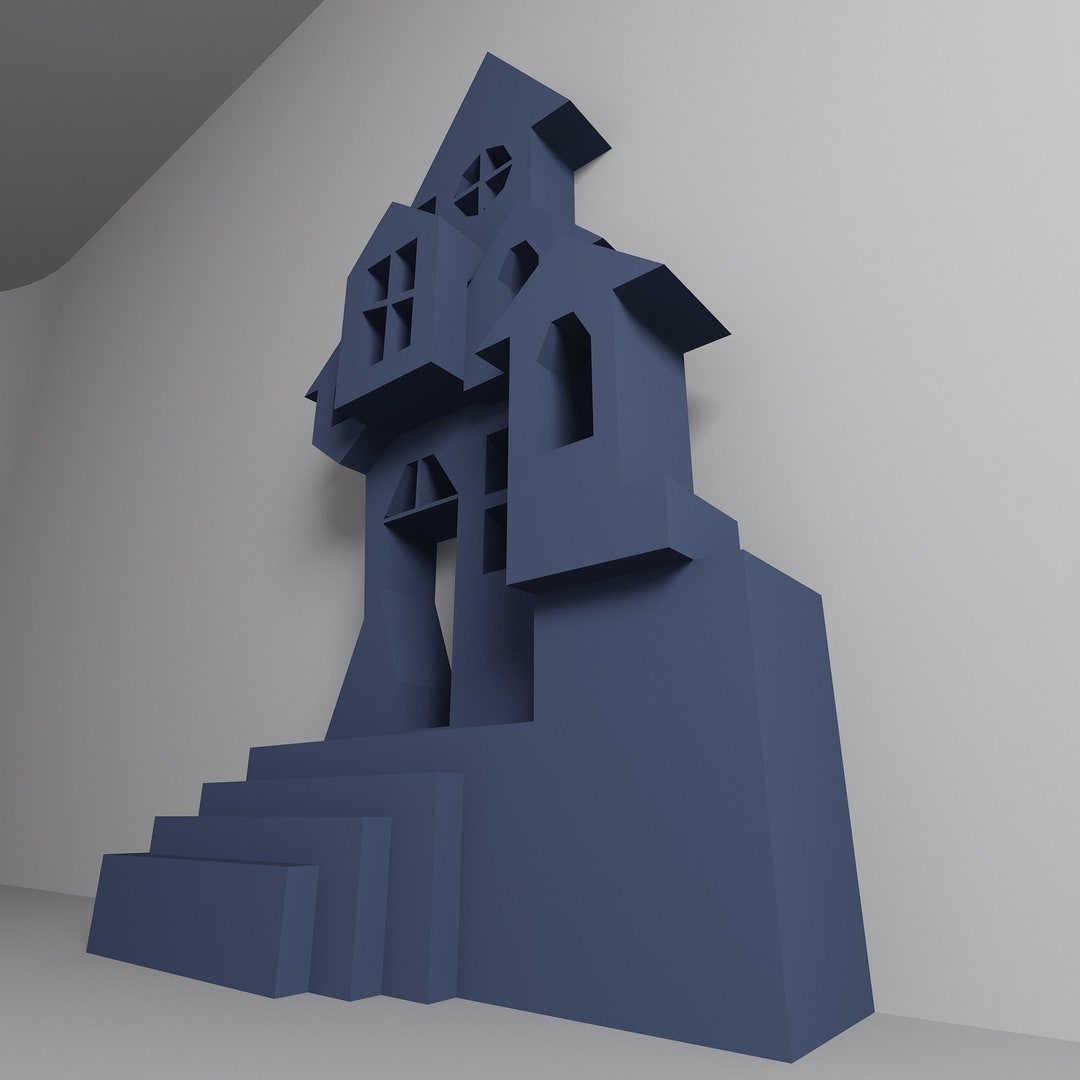 Low Poly Paper Craft, Halloween Paper Craft Decor, 3D Scary House, Low ...