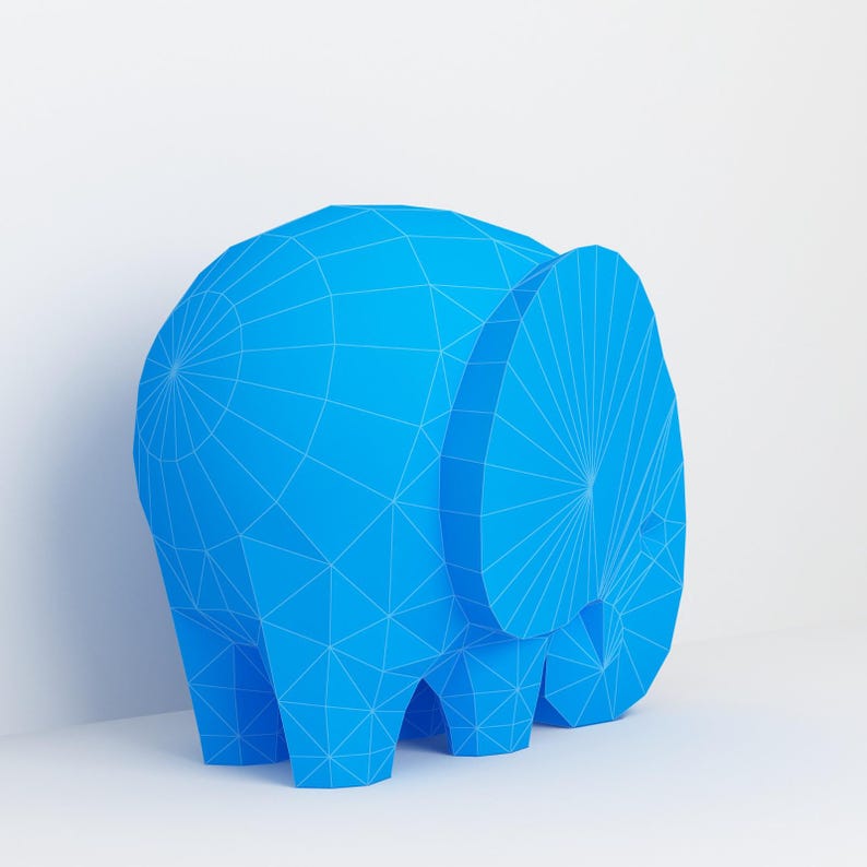 Papercraft Elephant, Low Poly Animals,3d DIY Template, Cute Elephant ...