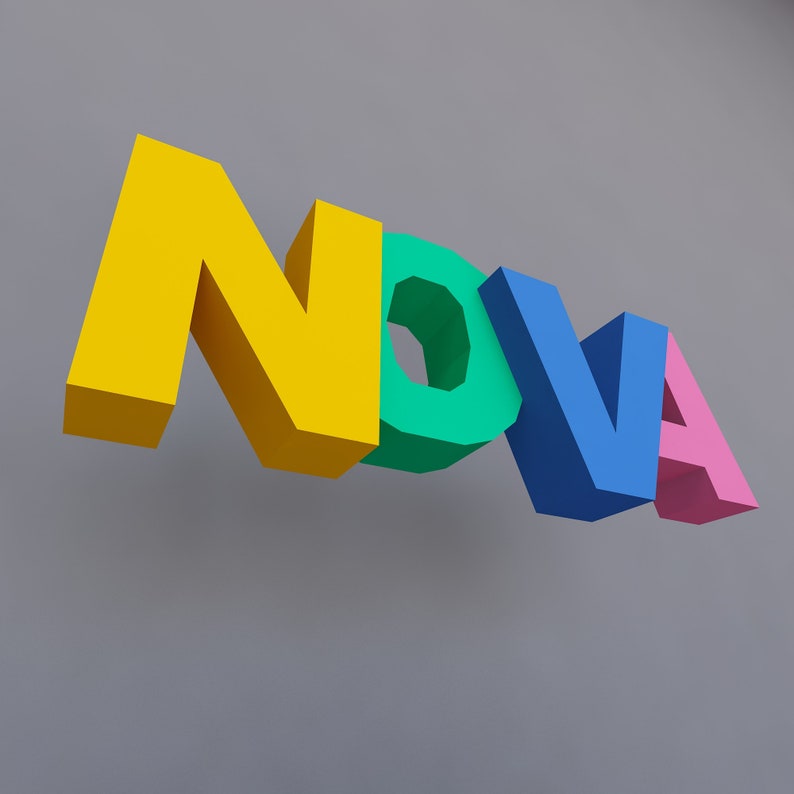 Low Poly Paper Craft, 3D Word Nova, Paper Craft Letters, 3d PDF ...