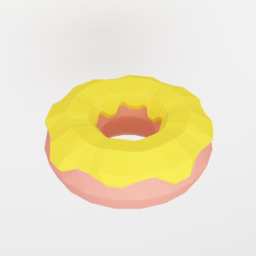 Low Poly Papercraft Donut, DIY Sculpture, PDF Download Paper Donut, 3D ...