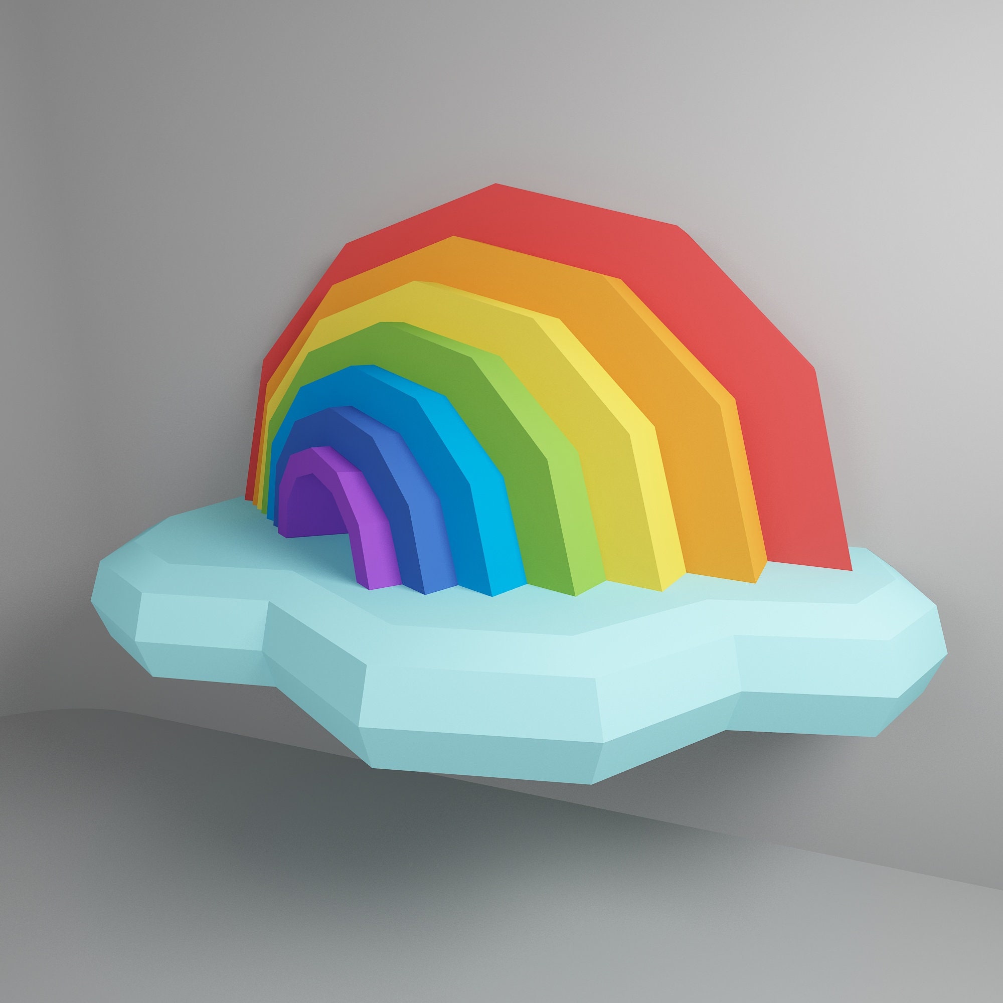 DIY Papercraft Rainbow, Low Poly Decor, Origami Paper Rainbow, DIY ...