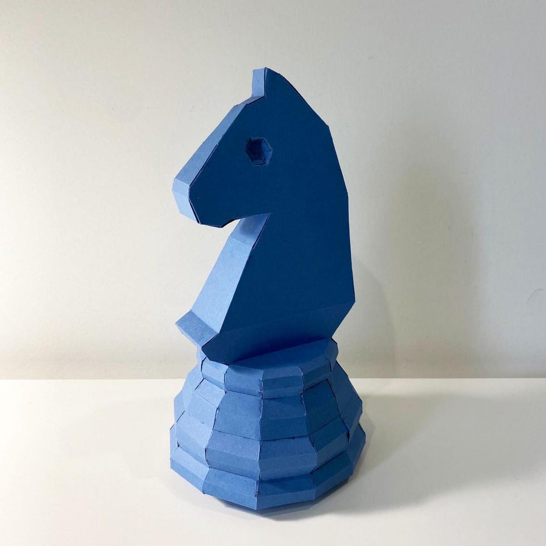 Chess Piece, Chess Knight, Low Poly Papercraft Knight, DIY Sculpture Chess Knight, PDF Download ...