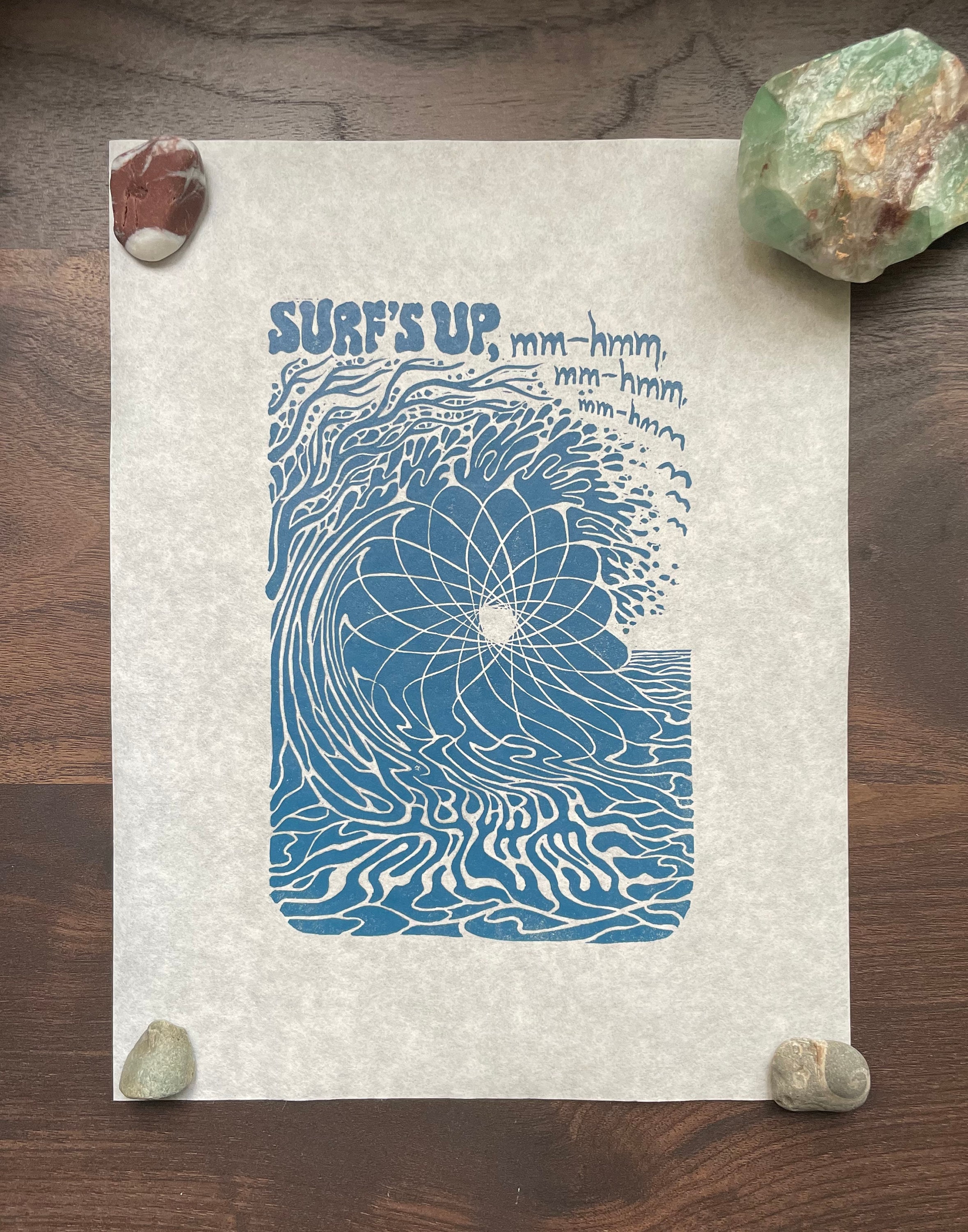 Surf's up - Beach Boys Inspired Linocut Print - Etsy