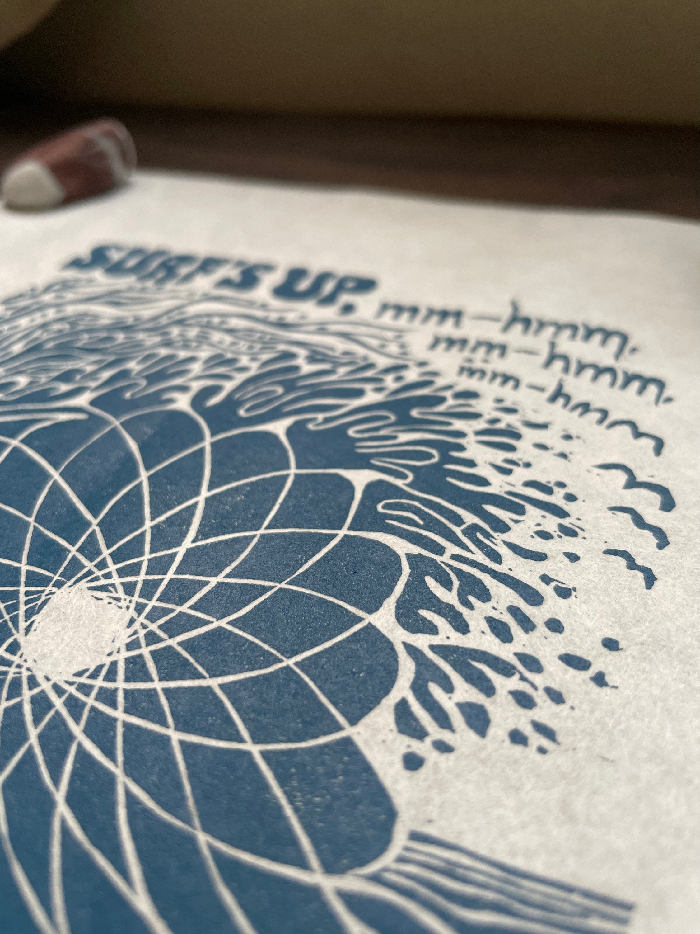 Surf's up - Beach Boys Inspired Linocut Print - Etsy