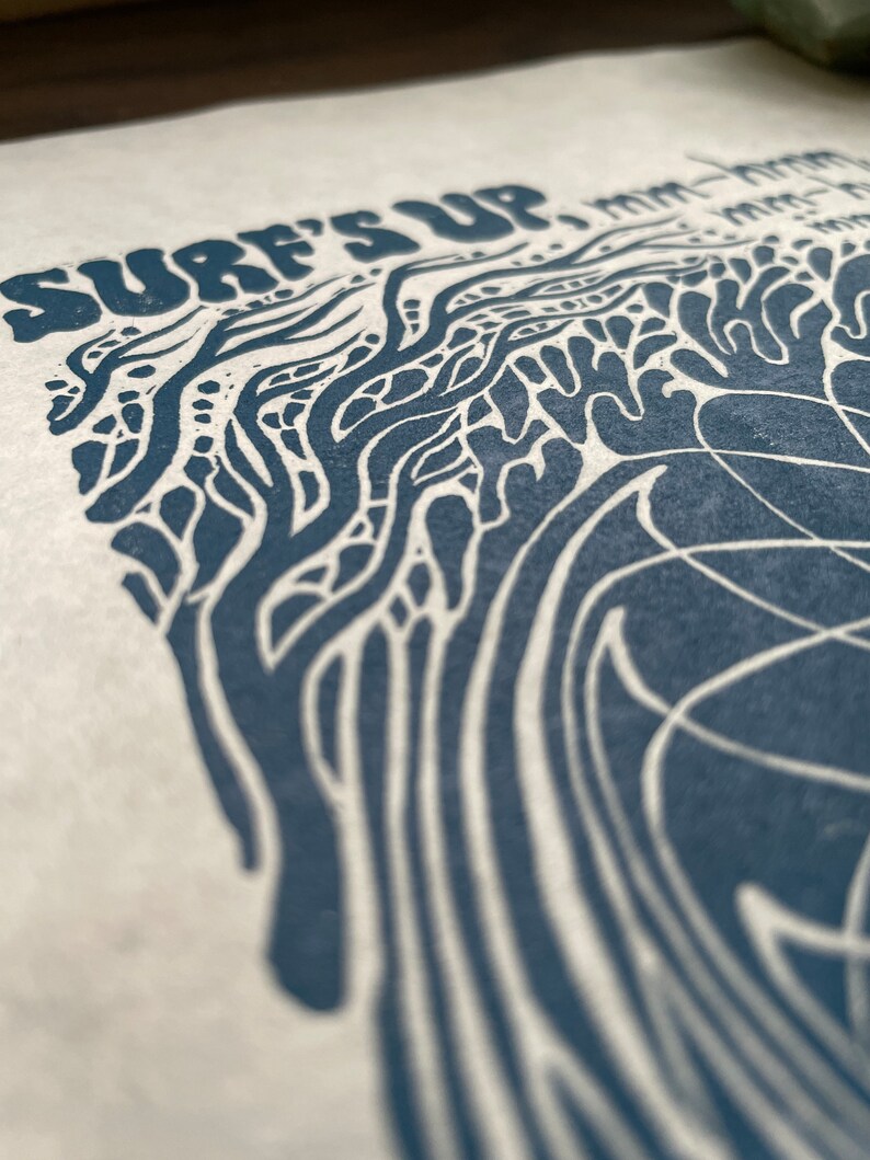 Surf's up - Beach Boys Inspired Linocut Print - Etsy