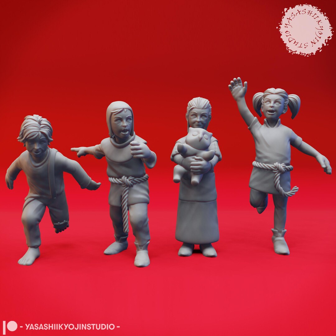 Townsfolk (children) - 32mm/54mm Scale NPC Miniatures for Table Top ...