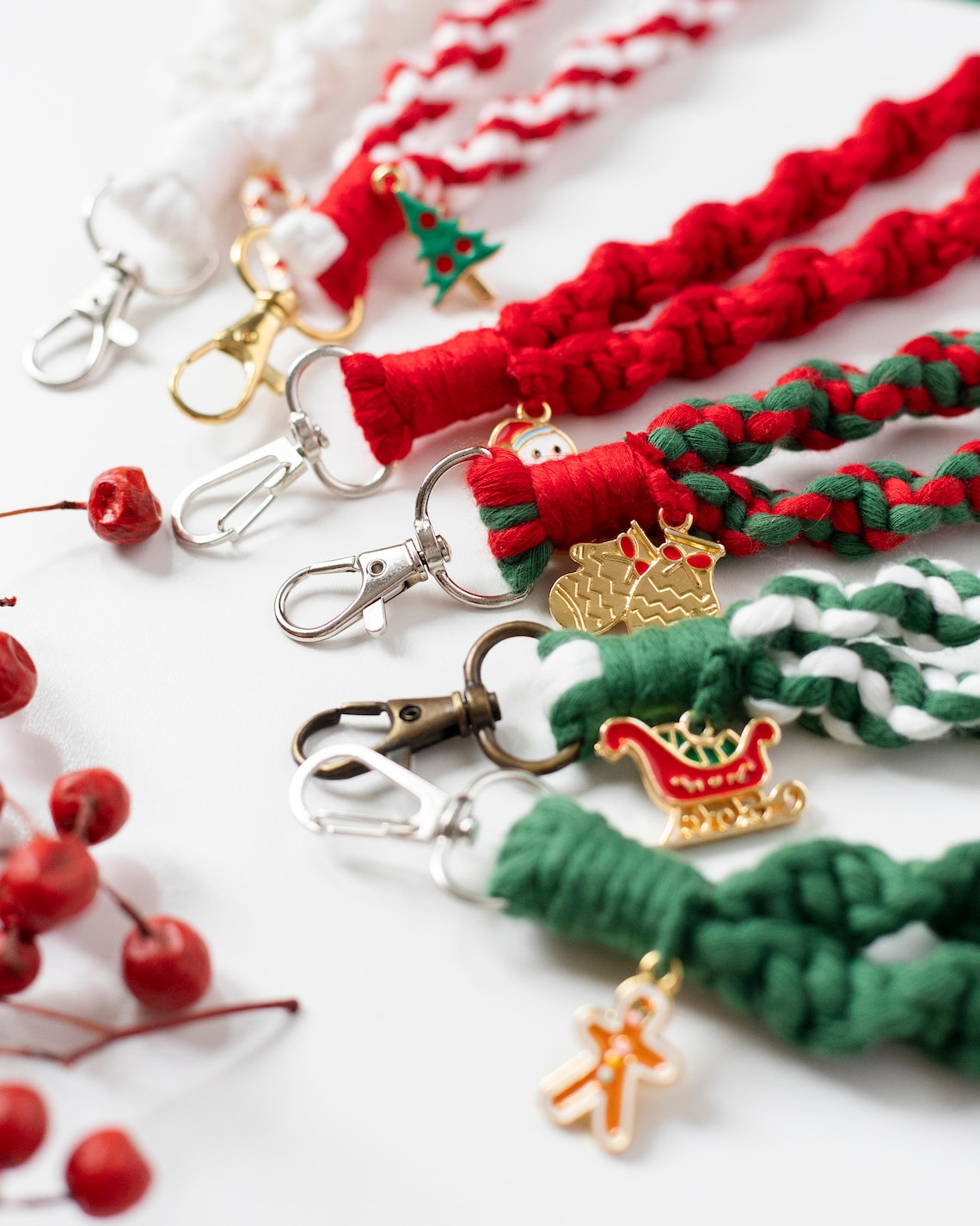 Christmas Gift Christmas Keychain Macrame Wristlet Keychain - Etsy
