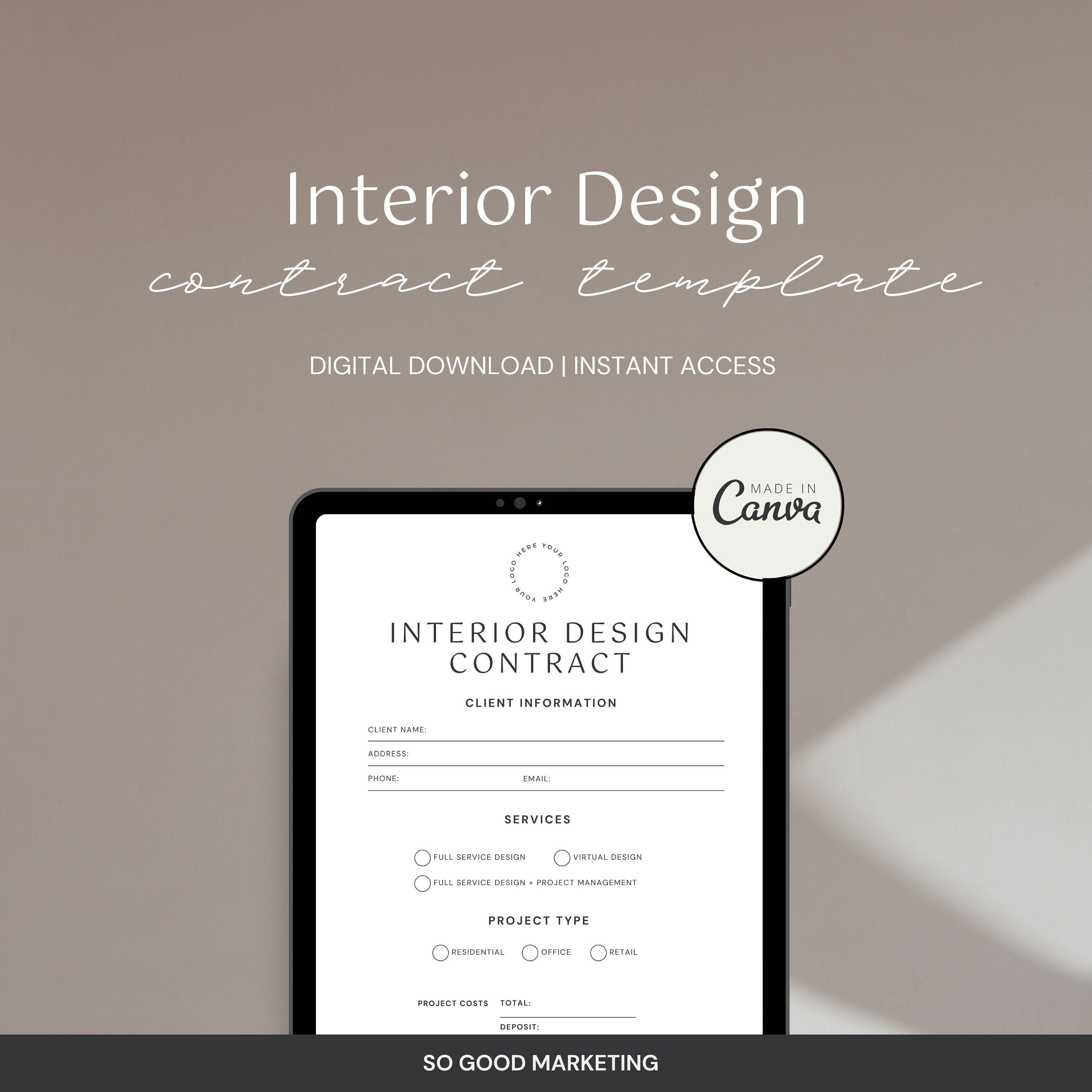 Interior Design Project Contract, Simple Work Contract, Interior Design ...