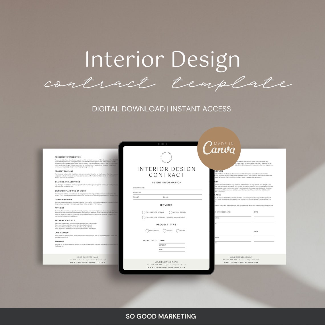 Interior Design Project Contract, Simple Work Contract, Interior Design ...