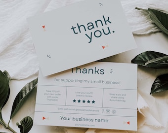 Small Business Thank You Card Template, DIY Editable Etsy Seller ...