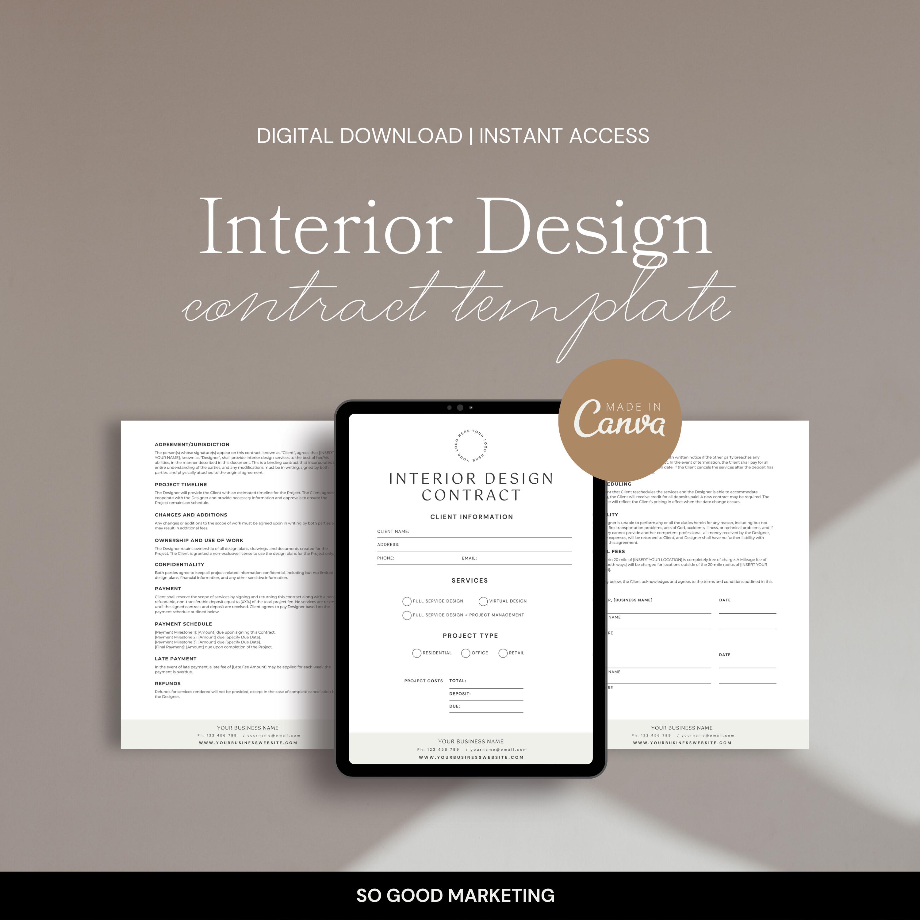 Interior Design Project Contract, Simple Work Contract, Interior Design ...