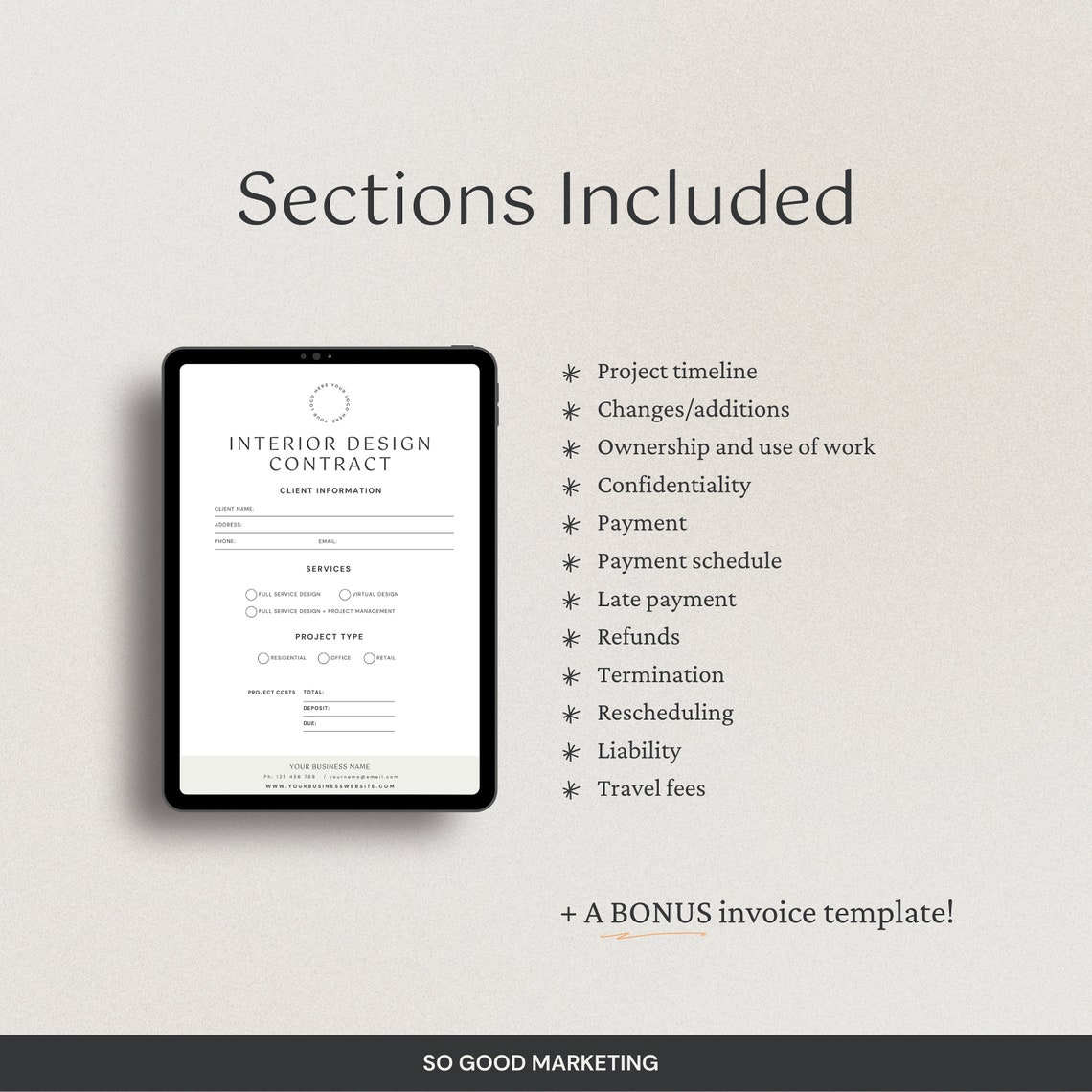 Interior Design Project Contract, Simple Work Contract, Interior Design ...