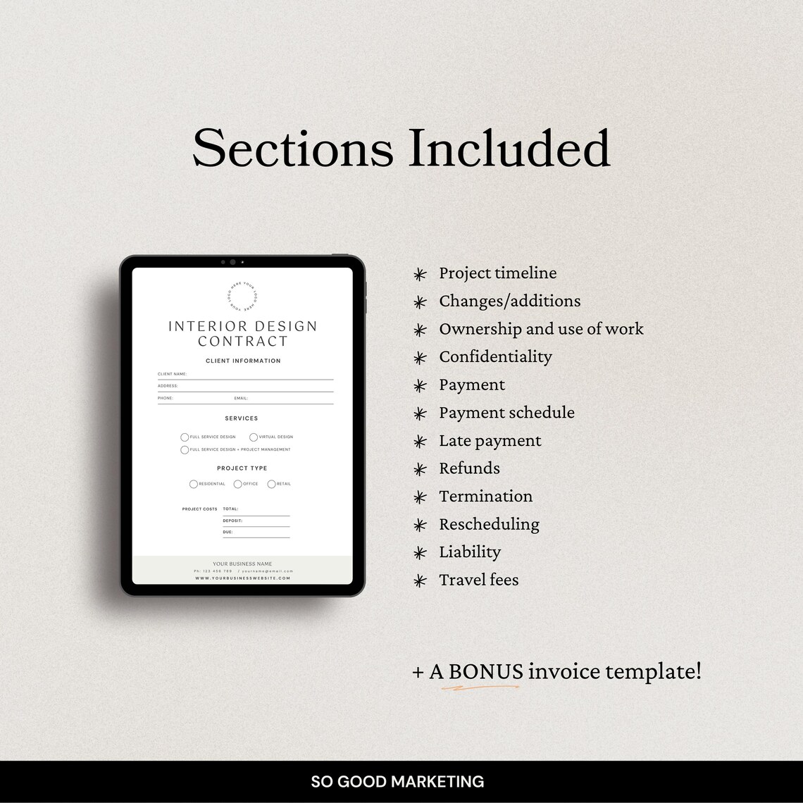 Interior Design Project Contract, Simple Work Contract, Interior Design ...