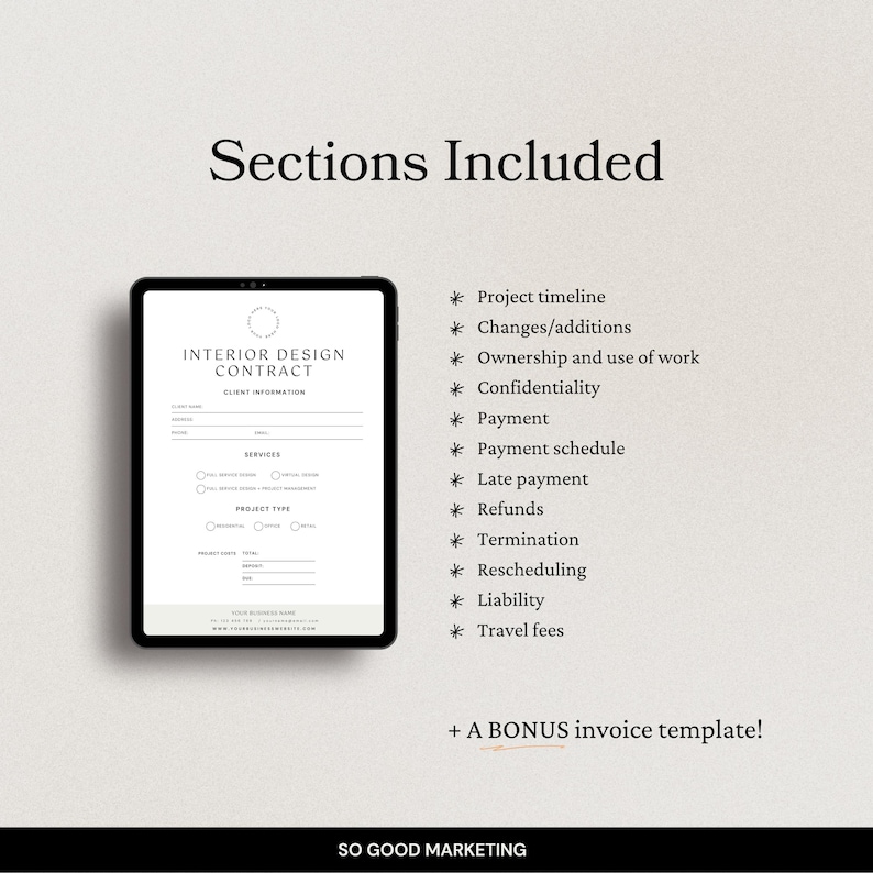 Interior Design Project Contract, Simple Work Contract, Interior Design ...