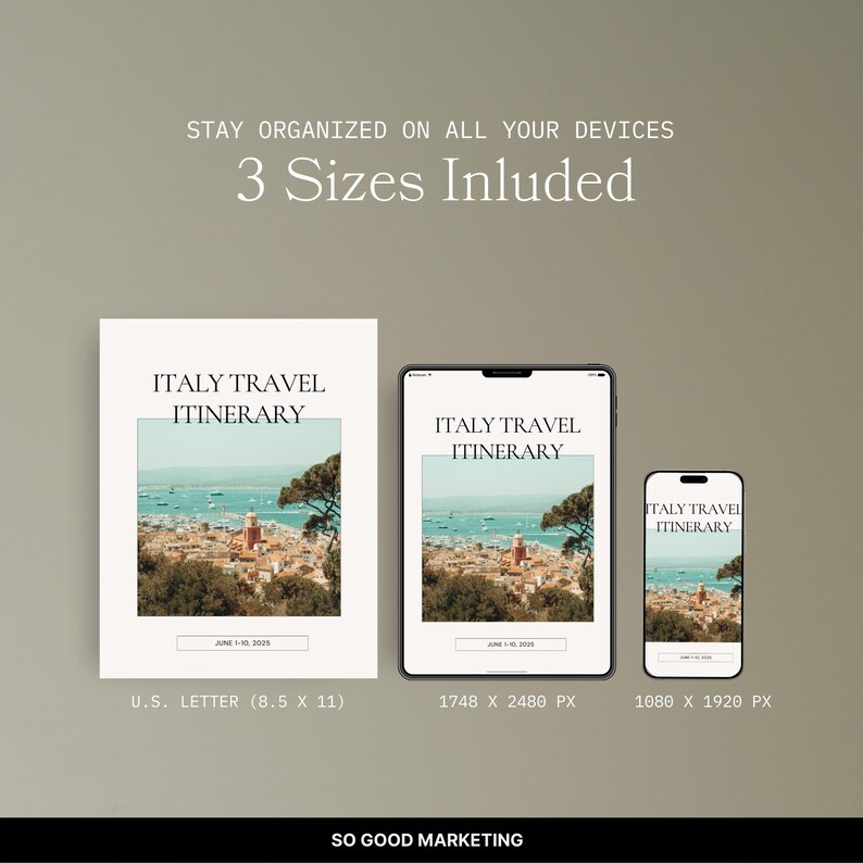 Customizable Travel Itinerary Template for Digital & Printable Use ...