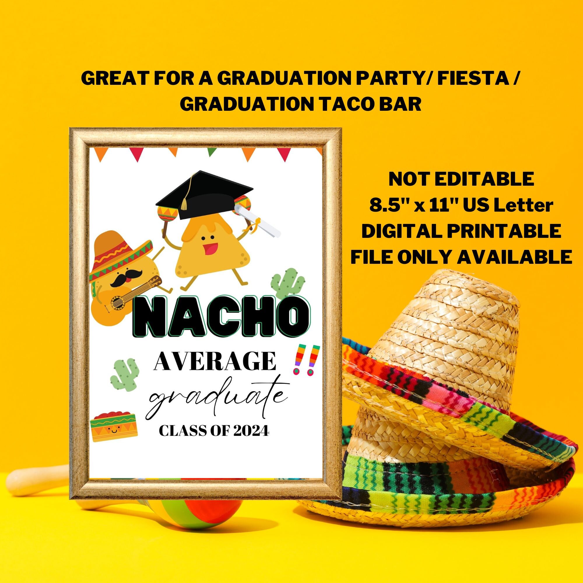 Nacho Average Grad Party Sign Nacho Bar Sign Fiesta Graduation ...