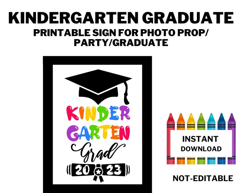 Kindergarten Graduation Sign Printable Class of 2023 - Etsy
