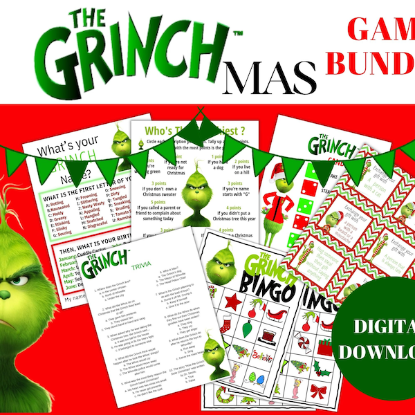Grinch Printable Games - Etsy