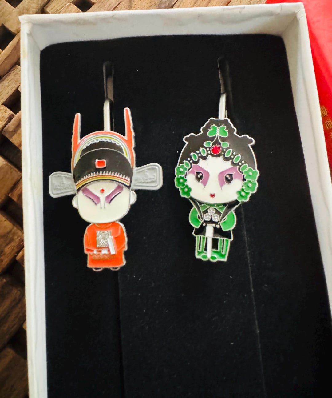 Set of Two Cutest Bookmark Enameled Metal in Chinese Peking Opera ...
