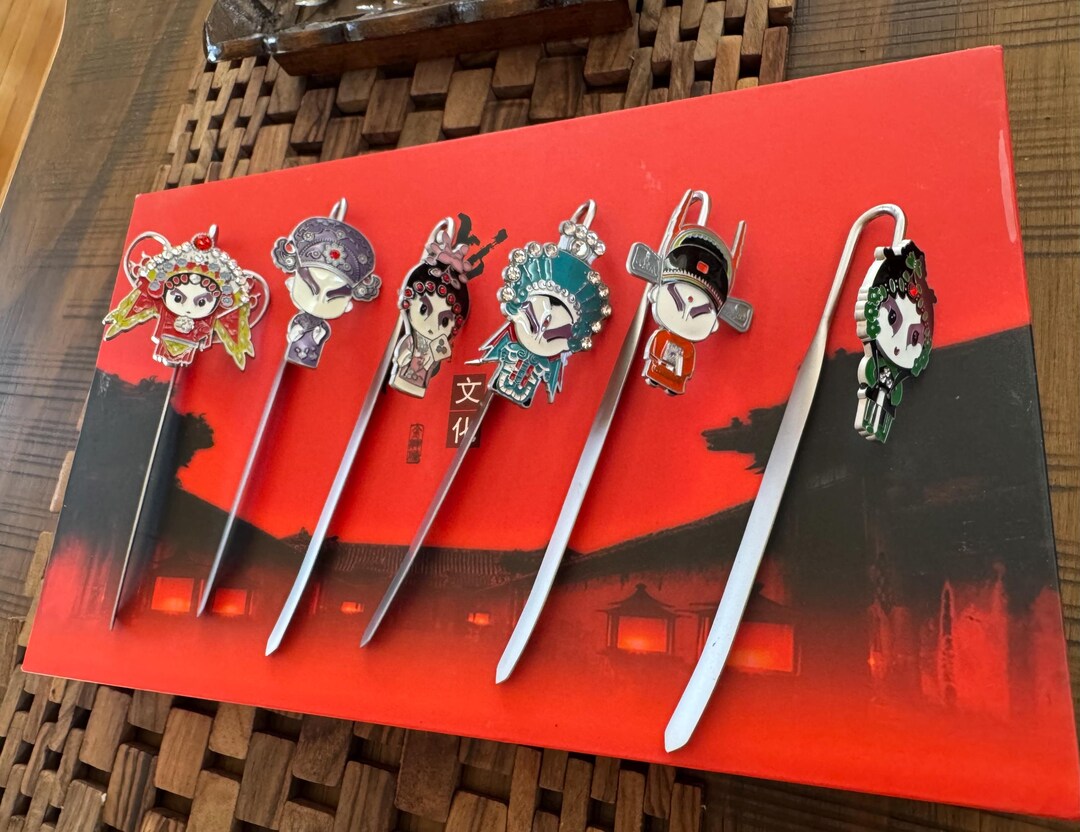Set of Six Cutest Bookmark Enameled Metal in Chinese Peking Opera ...