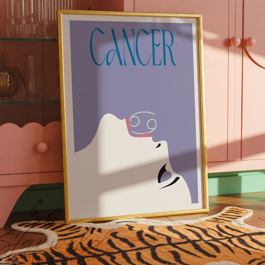 Cancer Wall Art – the Muse Collection | Zodiac Face Illustration Print ...