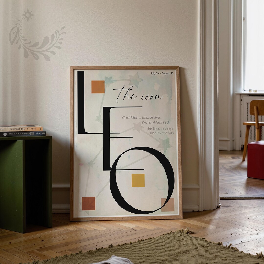Leo Zodiac Editorial Print – Zodiac Typography | Modern Astrology Wall ...
