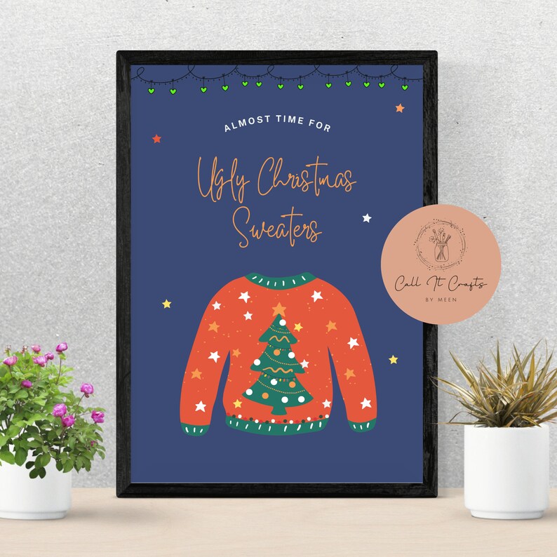 Funny Christmas Poster Digital Download, Santa's Surprise, Wall Art ...