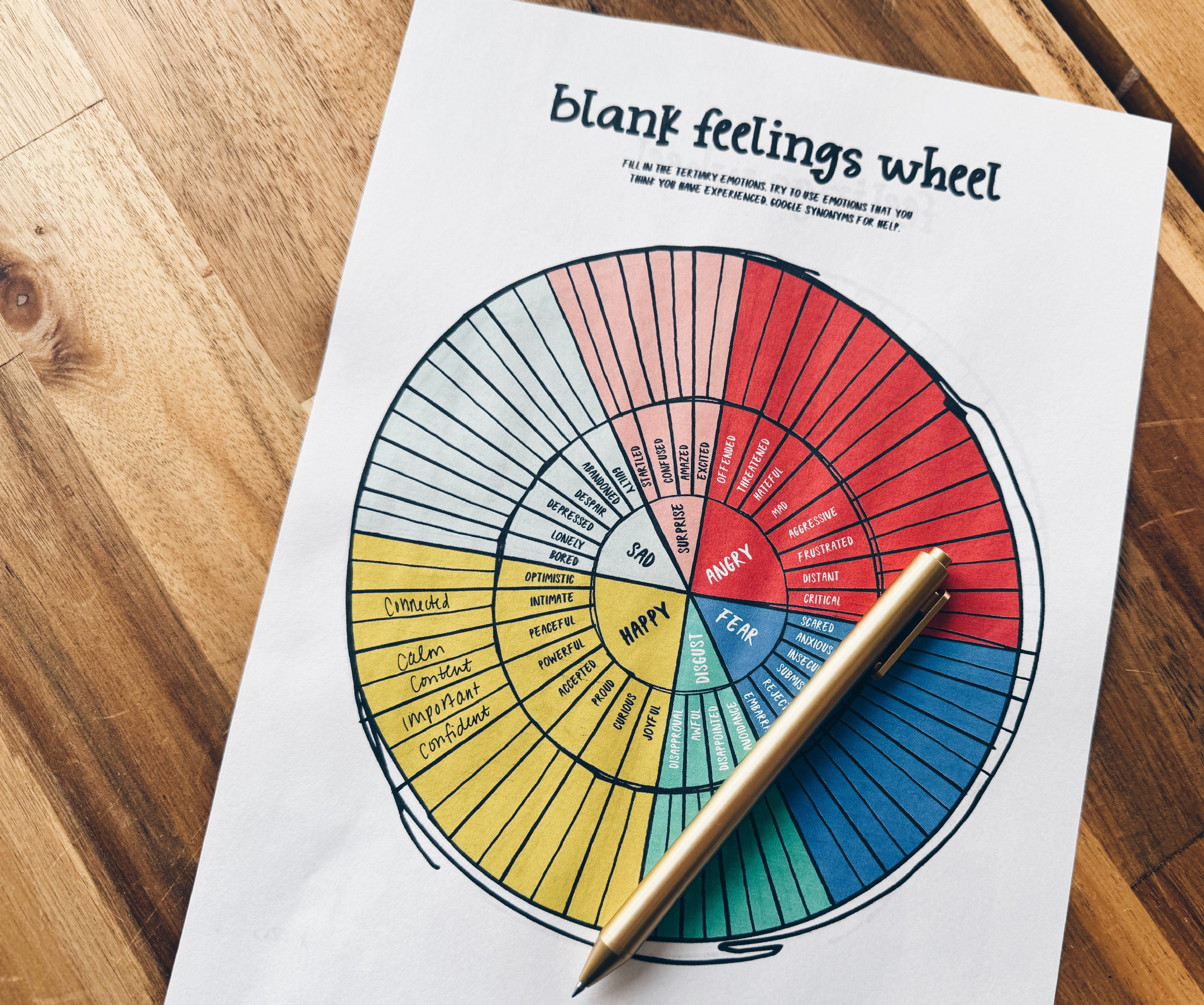 Feelings Wheels 1 Regular, 1 Fill in the Blank Digital Download - Etsy