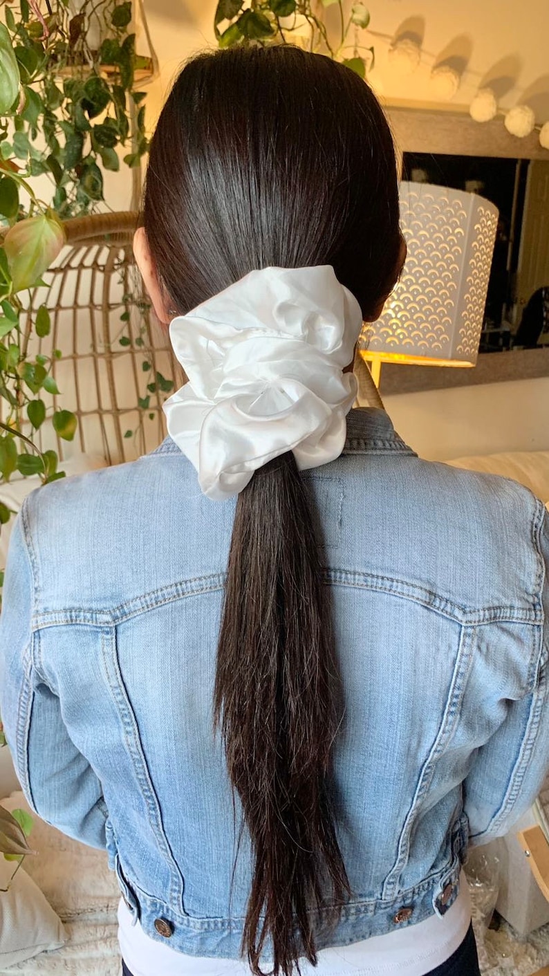 Extra Large White Satin Scrunchie: Soft Hair Accessory - Etsy