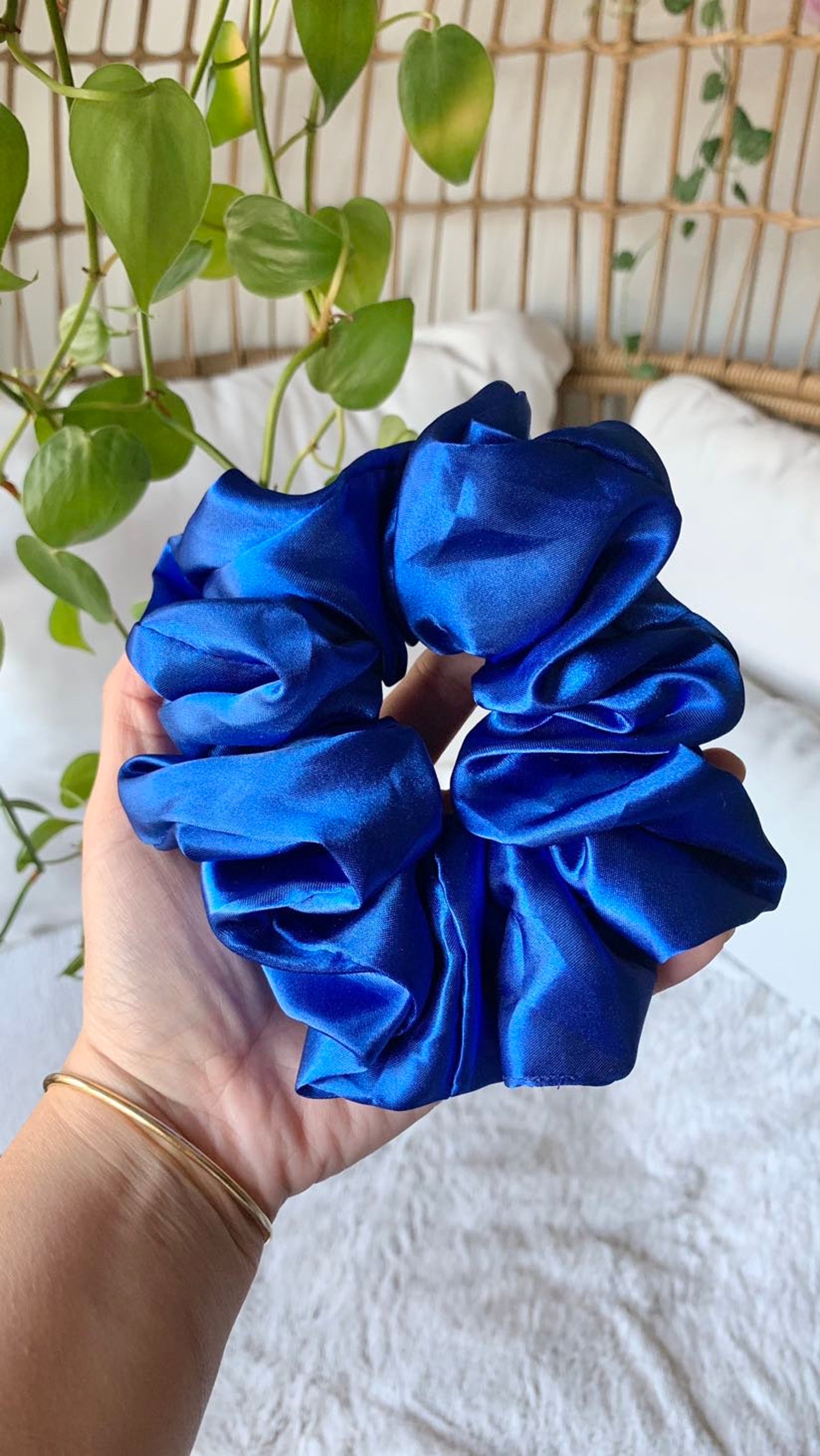 Extra Large Cobalt Blue Satin Scrunchie: Hair Accessories Gift Set - Etsy