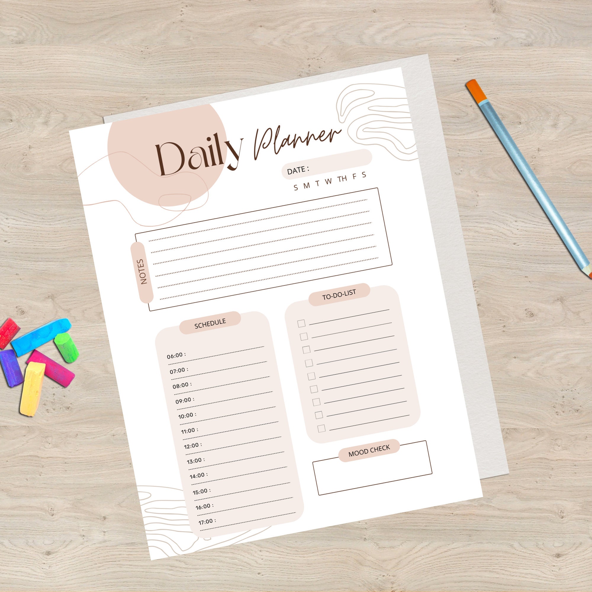 Daily Planner, Printable Daily Planner, Digital Download Daily Planner ...
