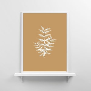 Mustard Yellow Leaves Print, Downloadable Plant Wall Decor, Printable ...