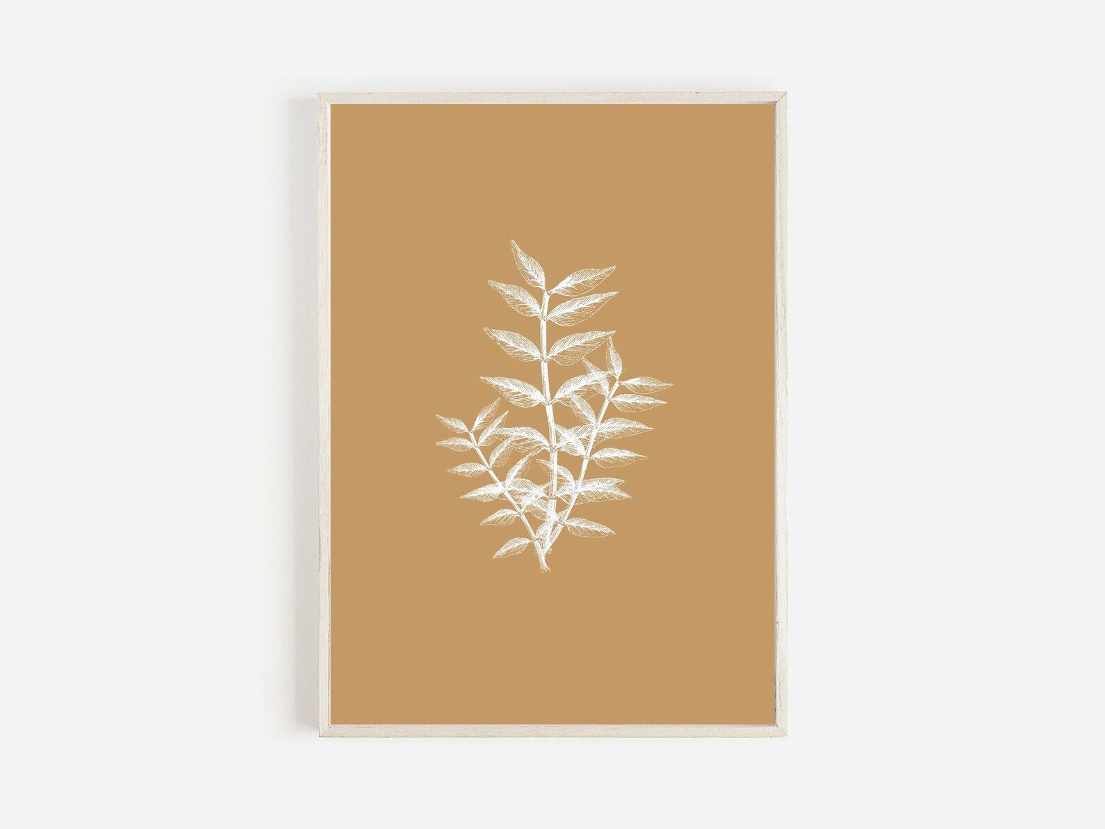 Mustard Yellow Leaves Print, Downloadable Plant Wall Decor, Printable ...