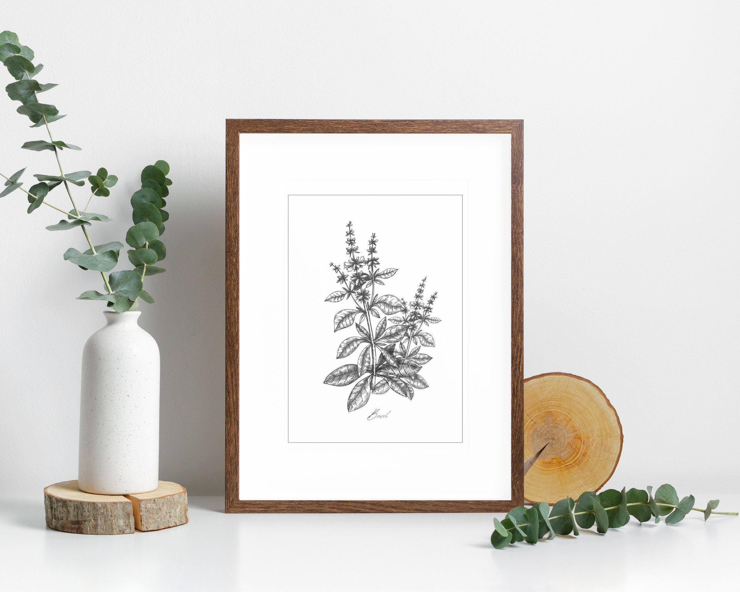 Basil Herb Printable, Digital Download, Herb and Spice Wall Art, Herbs ...