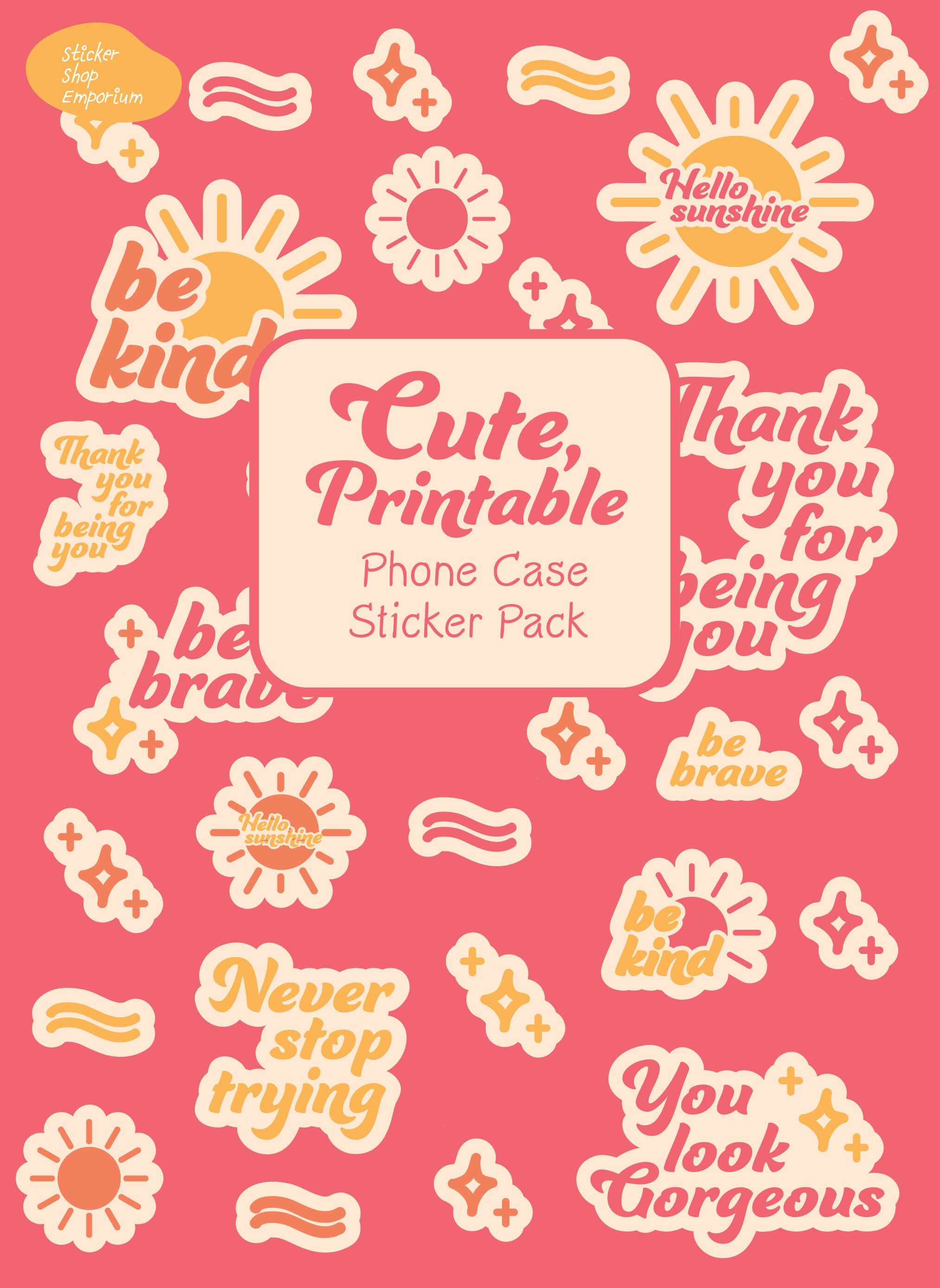 Cute Printable Phone Case Sticker Pack - Small Stickers for Phone Case ...