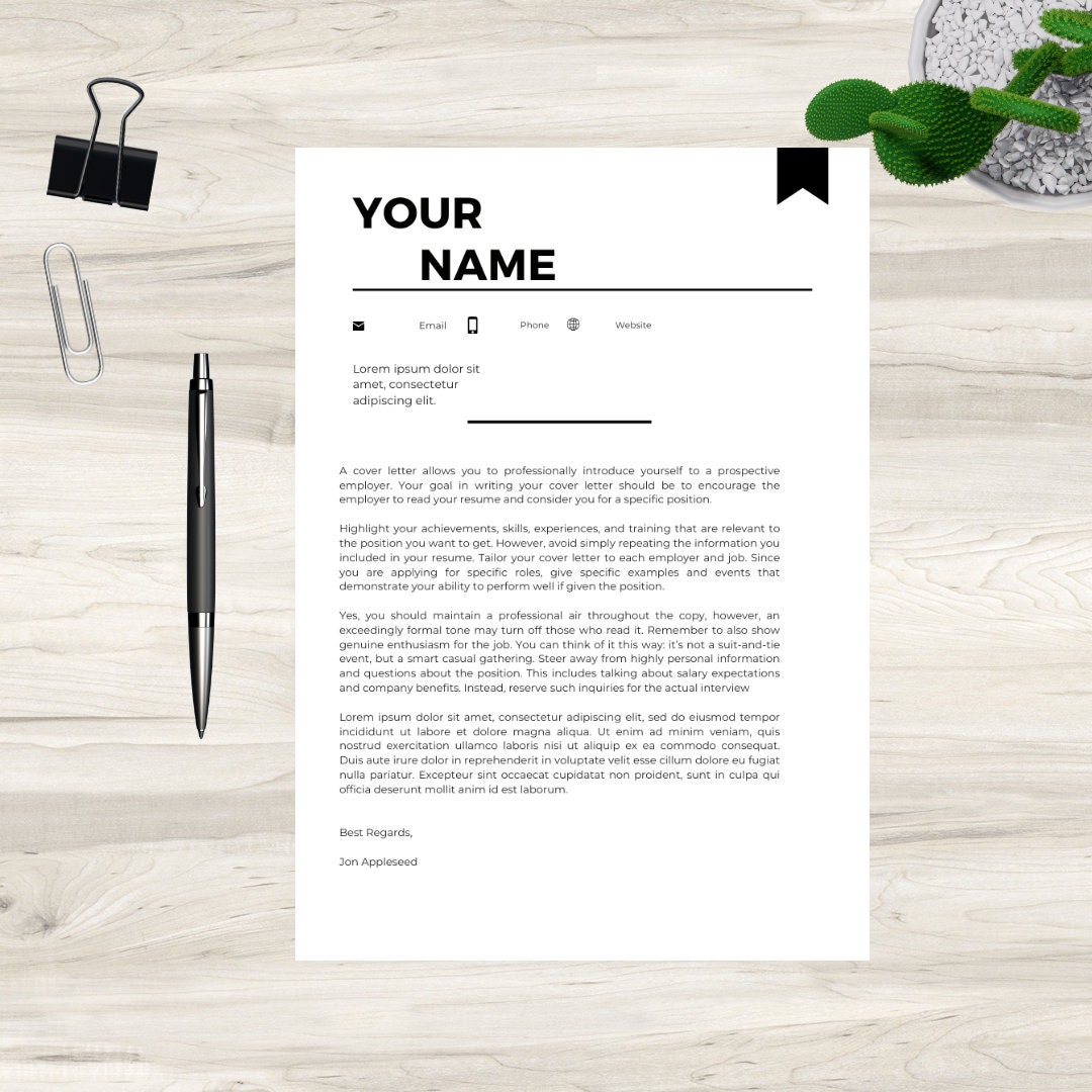 Simple Cover Letter Minimal Cover Letter Modern Cover - Etsy Canada