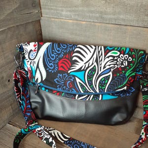 Roomy Crossbody Bag, Fold Over Style With Cotton Multi Floral Fabric ...