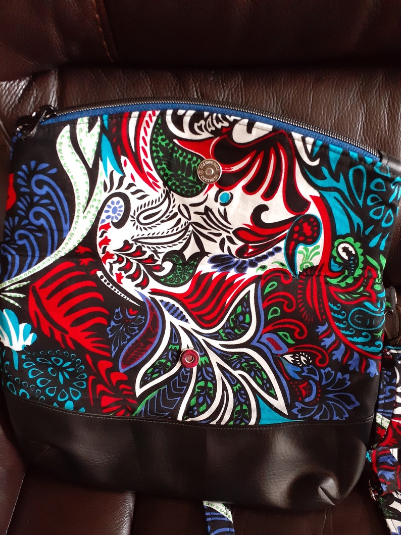 Roomy Crossbody Bag, Fold Over Style With Cotton Multi Floral Fabric ...