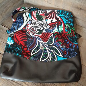 Roomy Crossbody Bag, Fold Over Style With Cotton Multi Floral Fabric ...