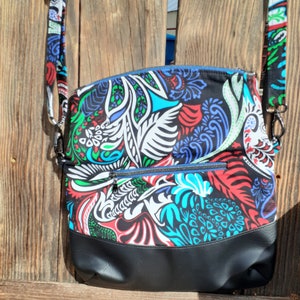 Roomy Crossbody Bag, Fold Over Style With Cotton Multi Floral Fabric ...