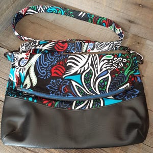 Roomy Crossbody Bag, Fold Over Style With Cotton Multi Floral Fabric ...