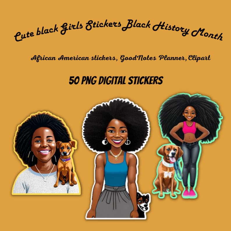 Cute Black Girls Stickers Black History Monthafrican American Stickers ...