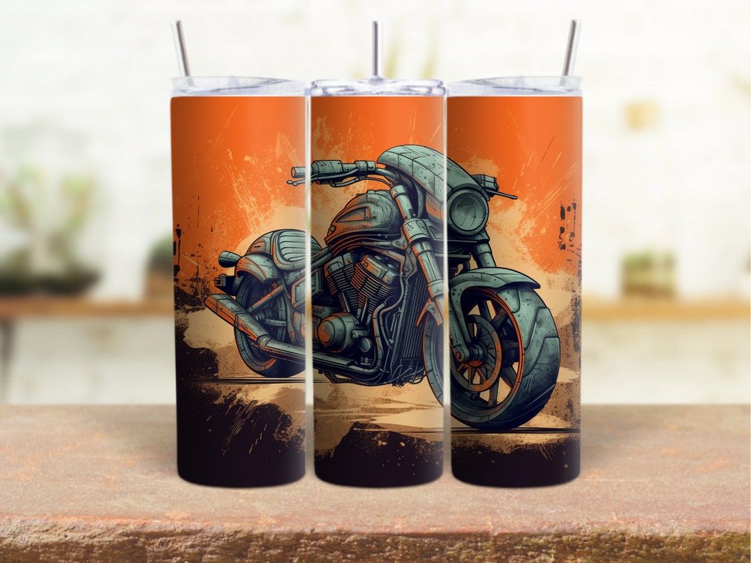 3D Motorcycle, Sublimation Design 20oz Skinny Tumbler Tapered ...