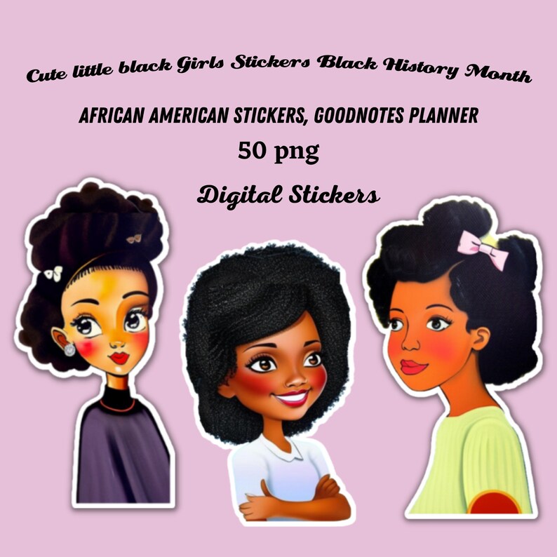 Cute Little Black Girls Stickers Black History Monthafrican - Etsy