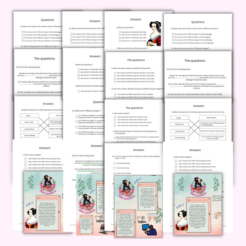 Ada Lovelace Famous Women, Reading Comprehension Passage - Etsy