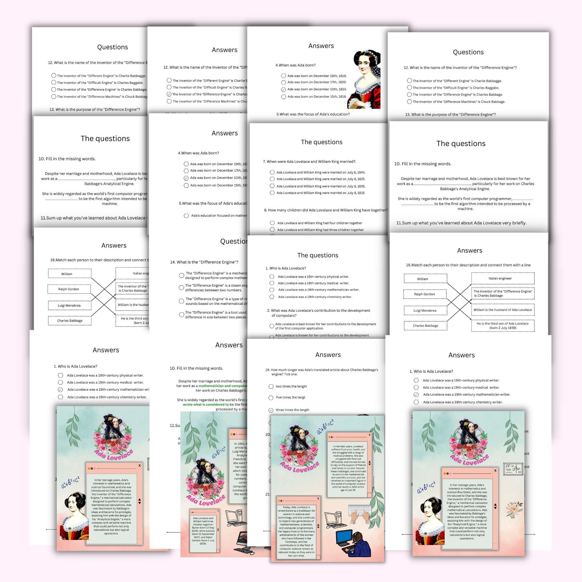 Ada Lovelace Famous Women, Reading Comprehension Passage - Etsy