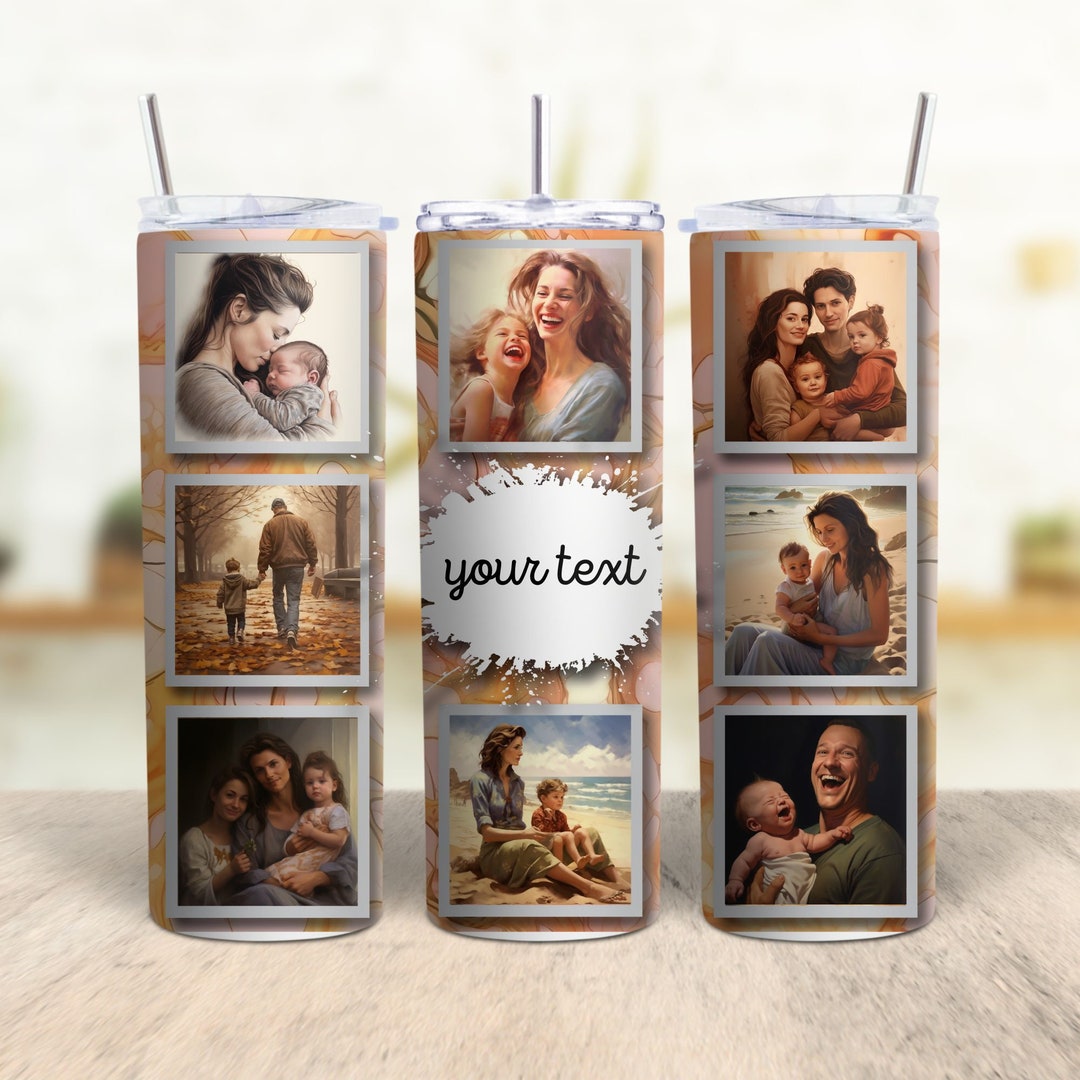 Collage Photo Family and Add Your Text , Sublimation Design 20oz Skinny ...